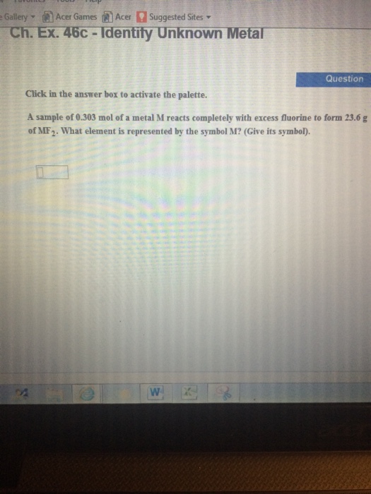Solved Identity Unknown Metal Click in the answer box to | Chegg.com