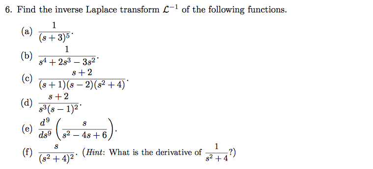 Solved Find the inverse Laplace transform Laplace | Chegg.com