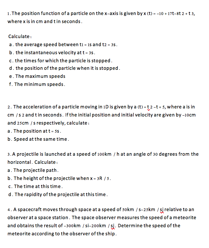 Solved 1.The position function of a particle on the x-axis | Chegg.com