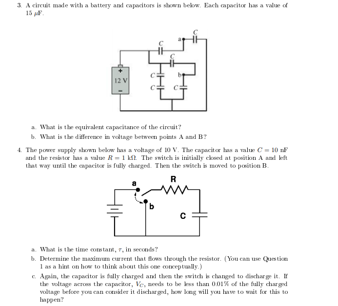 Solved 3. A circuit made with a battery and capacitors is | Chegg.com