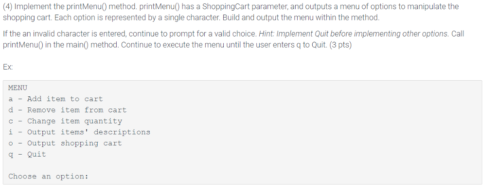Solved 7.20 Ch 7 Program: Online shopping cart (continued) | Chegg.com