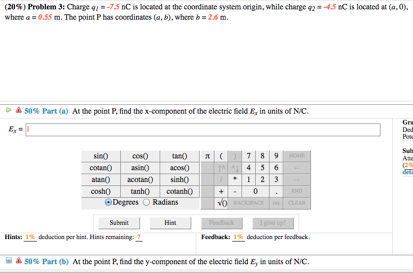 Solved Charge q_1 = -7.5 nC is located at the coordinate | Chegg.com