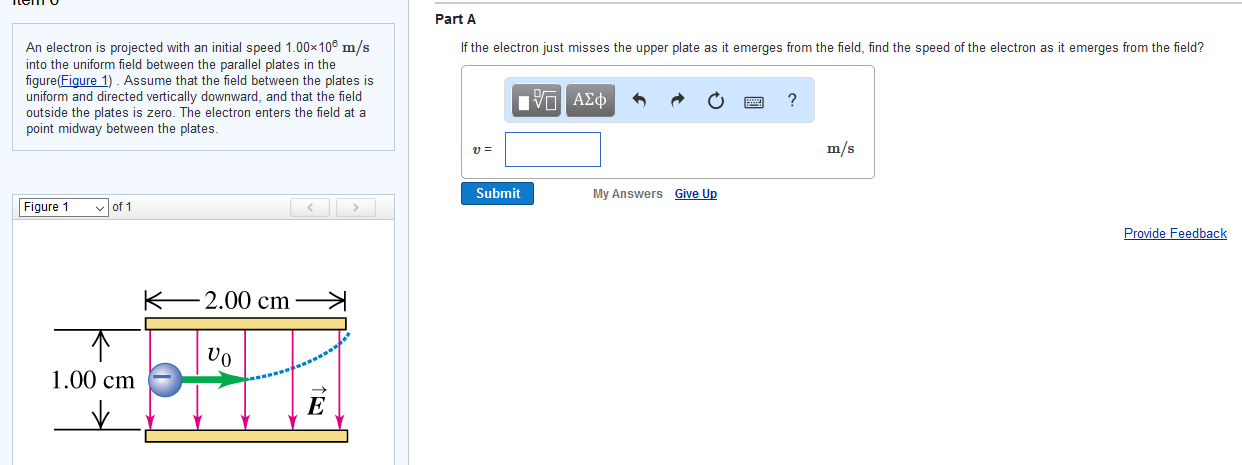 Solved An electron is projected with an initial speed | Chegg.com
