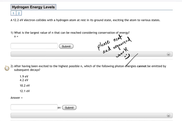 Solved A 12 2 Ev Electron Collides With A Hydrogen Atom At