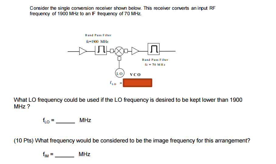 Solved Consider the single conversion receiver shown below. | Chegg.com