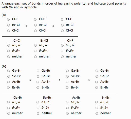 Solved Arrange each set of bonds in order of increasing | Chegg.com