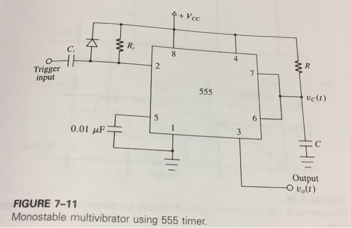 Solved (7-33 Design a monostable 555 timer circuit to | Chegg.com