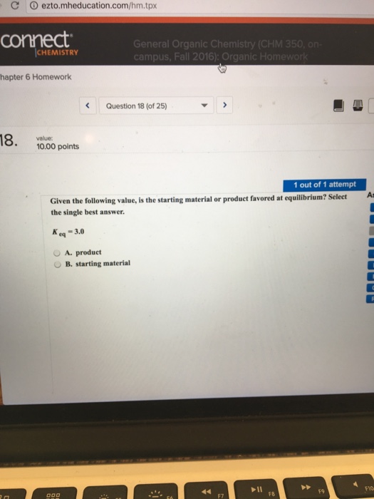 Solved Given the following value, is the starting material | Chegg.com