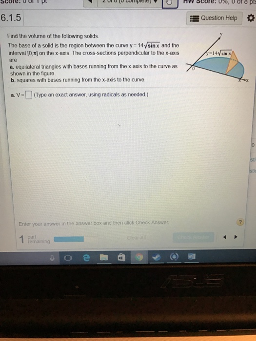 Solved Find the volume of the following solids The base of | Chegg.com