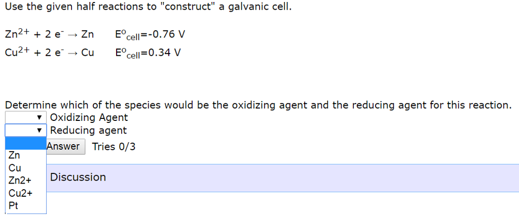 Solved Use the given half reactions to "construct" a | Chegg.com