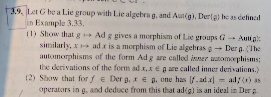 Lie Groups and Lie Algebra by Kirillov Question is | Chegg.com
