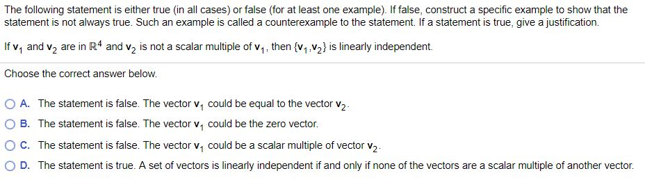 Solved The following statement is either true (in all cases) | Chegg.com