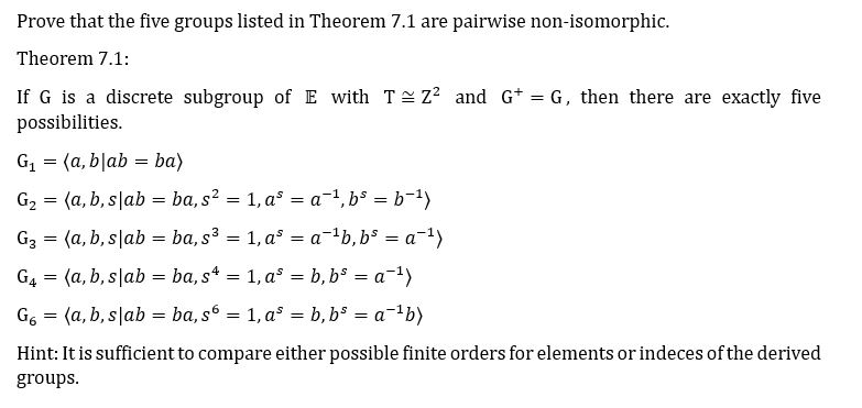 Solved Prove that the five groups listed in Theorem 7.1 are | Chegg.com