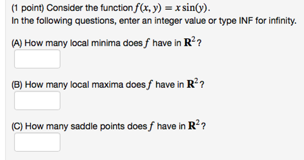 Solved: Consider The Function F(x, Y) = X Sin(y). In The F... | Chegg.com