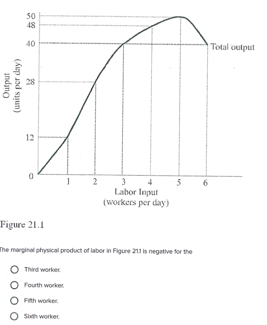 Solved The marginal physical product of labor in Figure | Chegg.com