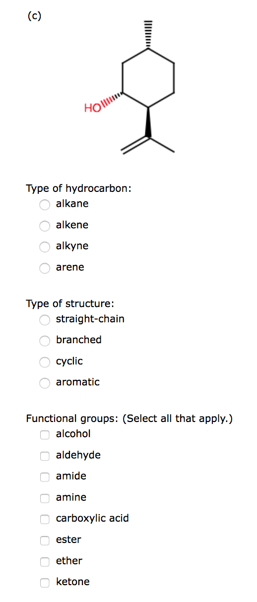 Solved Type of hydrocarbon: alkane alkene alkyne arene | Chegg.com