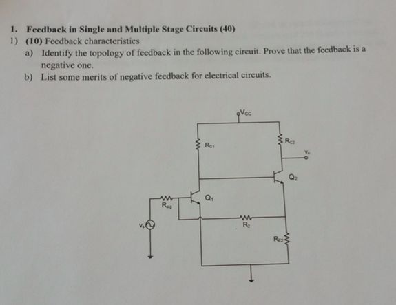 Solved Feedback in Single and Multiple Stage Circuits (40) | Chegg.com