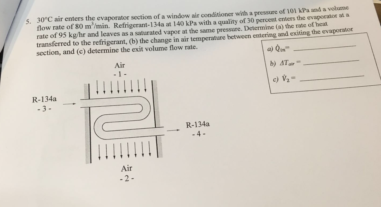 Solved 30 degree C air enters the evaporator section of a | Chegg.com