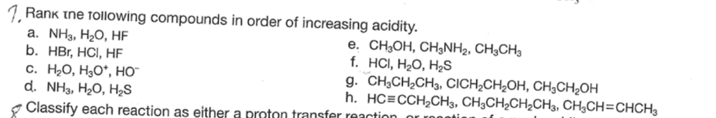 Solved Rank tne Tollowing compounds in order of increasing | Chegg.com