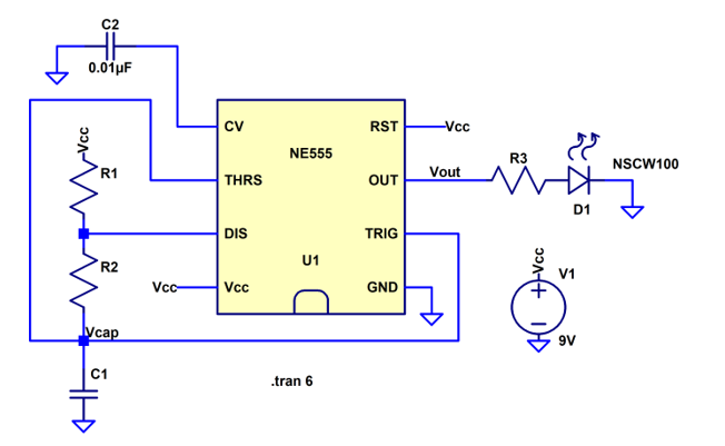 Solved C2 0.01HF CV RST 0 NE555 R3 NSCW100 R1 THRS OUT Vout | Chegg.com