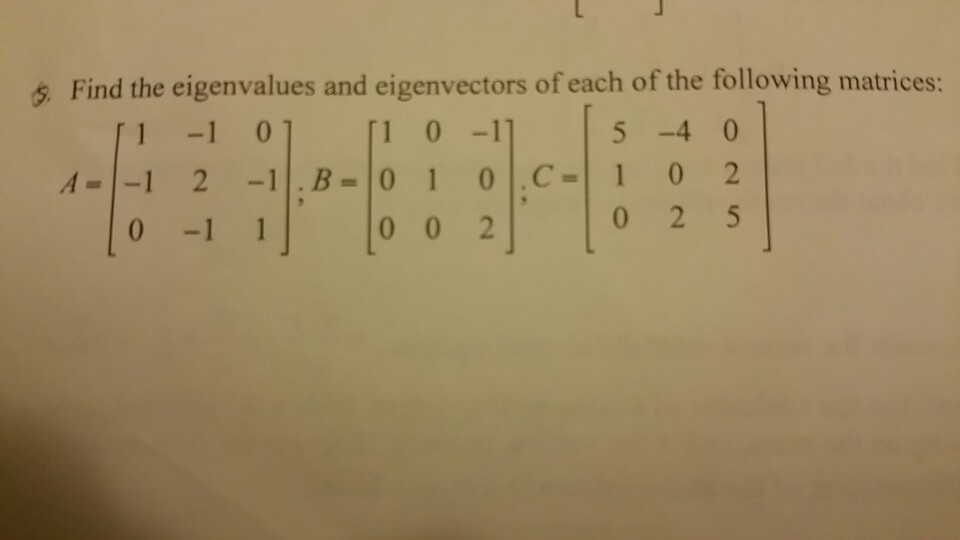 Solved s Find the eigenvalues and eigenvectors of each of | Chegg.com