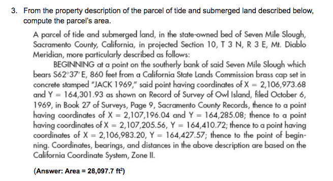 Solved From the property description of the parcel of tide | Chegg.com