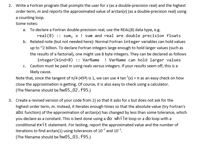 Solved Write a Fortran program that prompts the user for x | Chegg.com