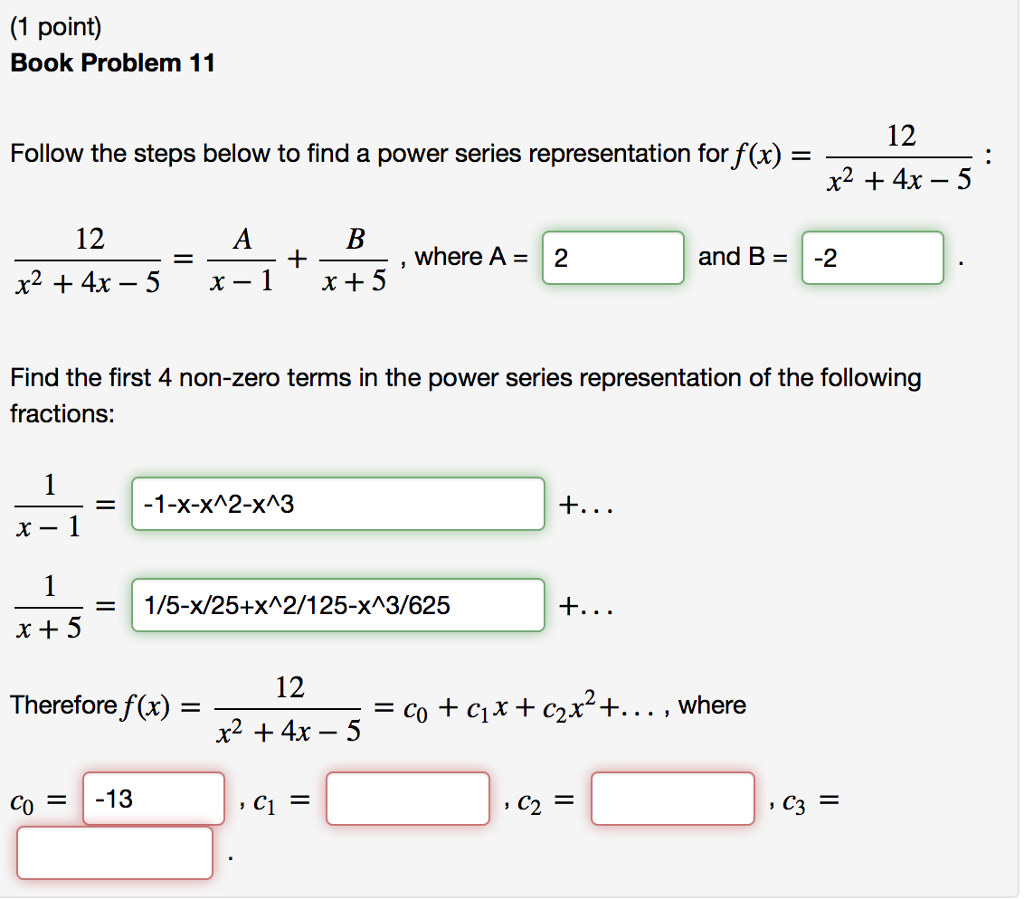 Solved (1 point) Book Problem 11 12 x2 + 4x - 5 Follow the | Chegg.com