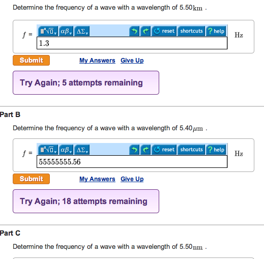 Solved Determine the frequency of a wave with a wavelength | Chegg.com