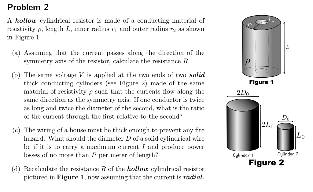 Solved Problem 2 A hollow cylindrical resistor is made of a | Chegg.com