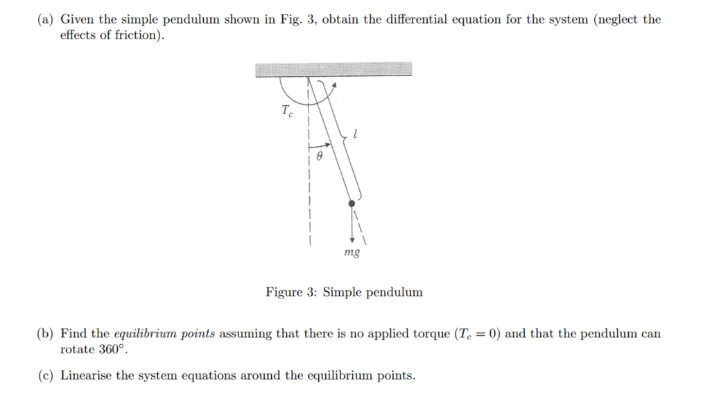 Solved Given the simple pendulum is shown in Fig. 3, obtain | Chegg.com