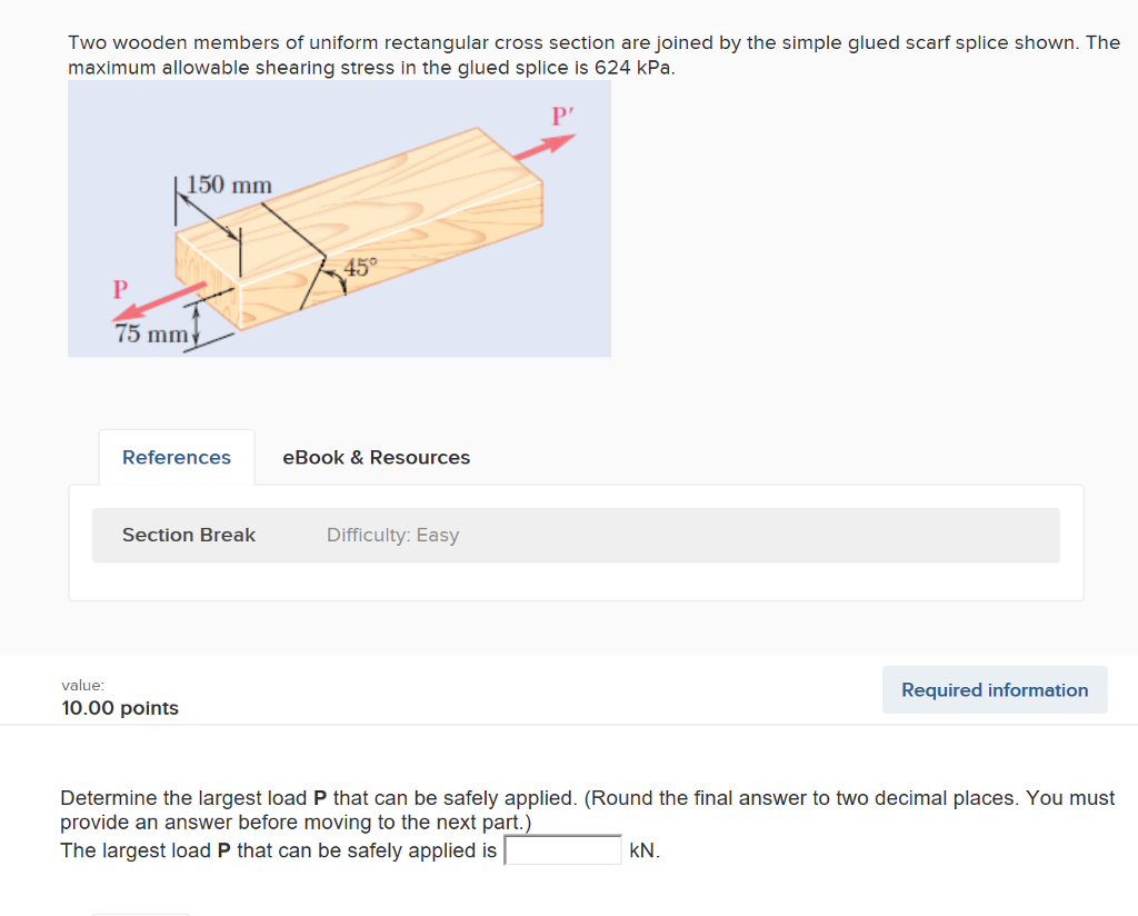 Solved Two wooden members of uniform rectangular cross | Chegg.com