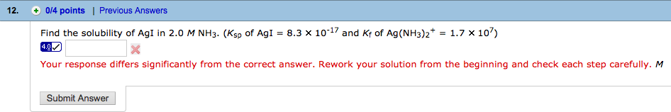 Solved Find the solubility of AgI in 2.0 M NH3. (Ksp of AgI | Chegg.com