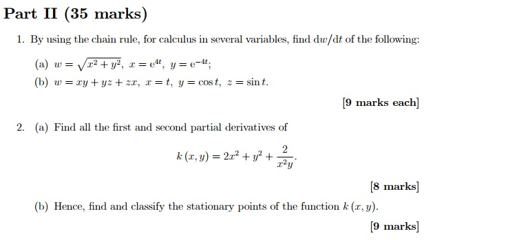 Solved Part II (35 marks) 1. By using the chain rule, for | Chegg.com