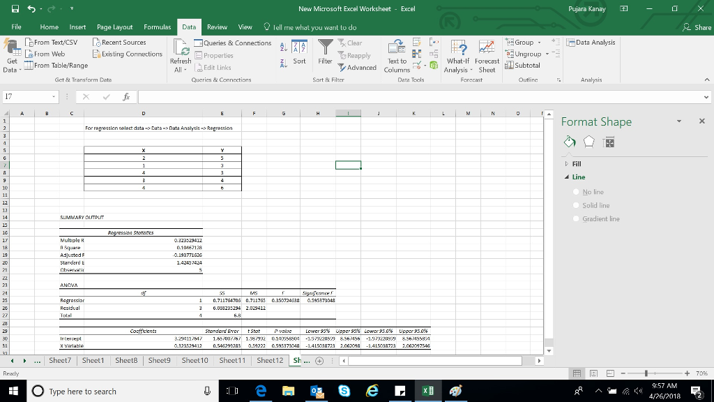 New Microsoft Excel Worksheet Excel Pujara Kanay - | Chegg.com