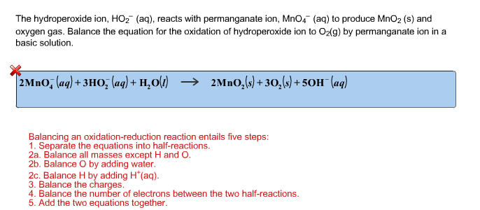 Solved The hydroperoxide ion, HO_2^- (aq), reacts with | Chegg.com
