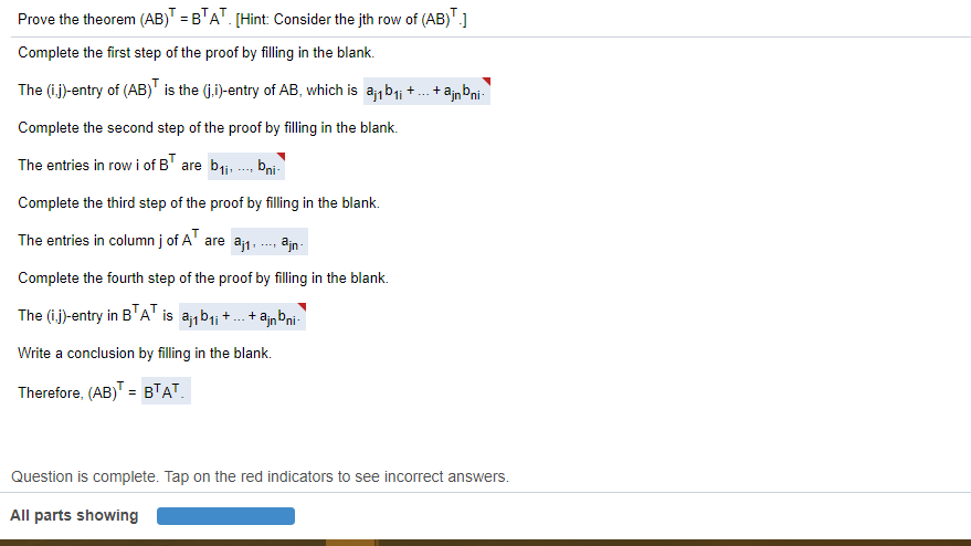 Solved Prove The Theorem Ab T B Ta T Complete The