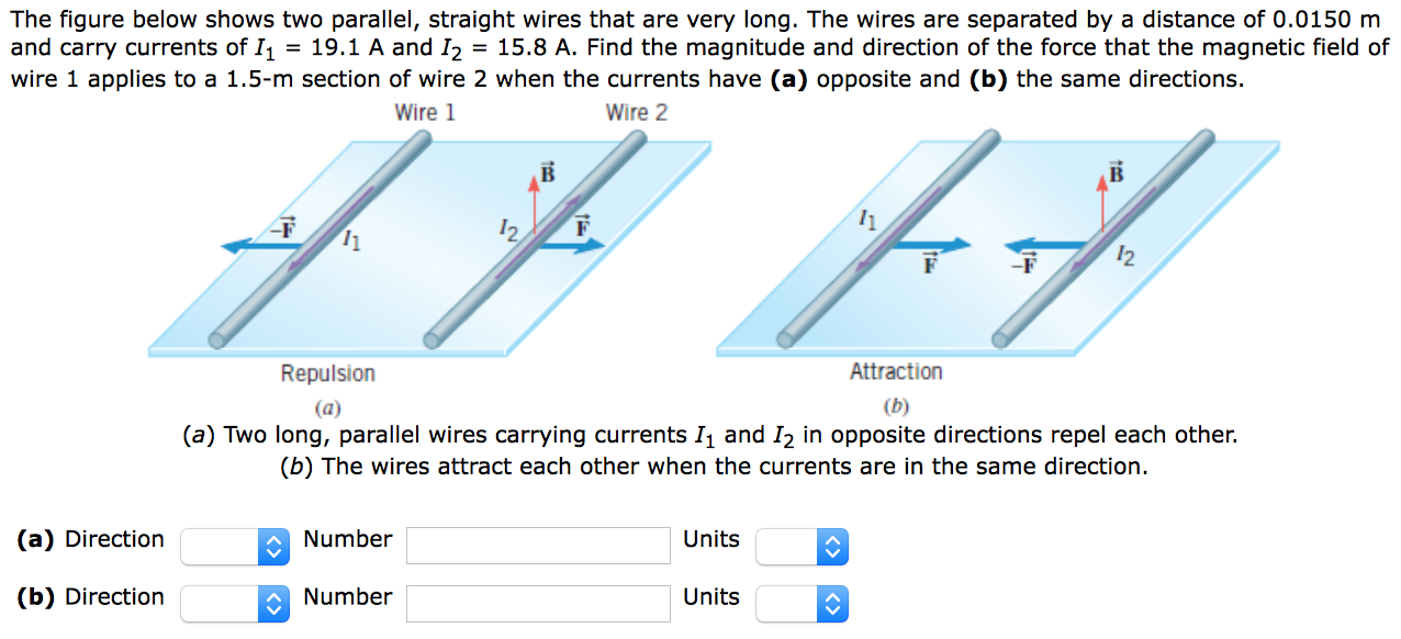 Solved The figure below shows two parallel, straight wires | Chegg.com