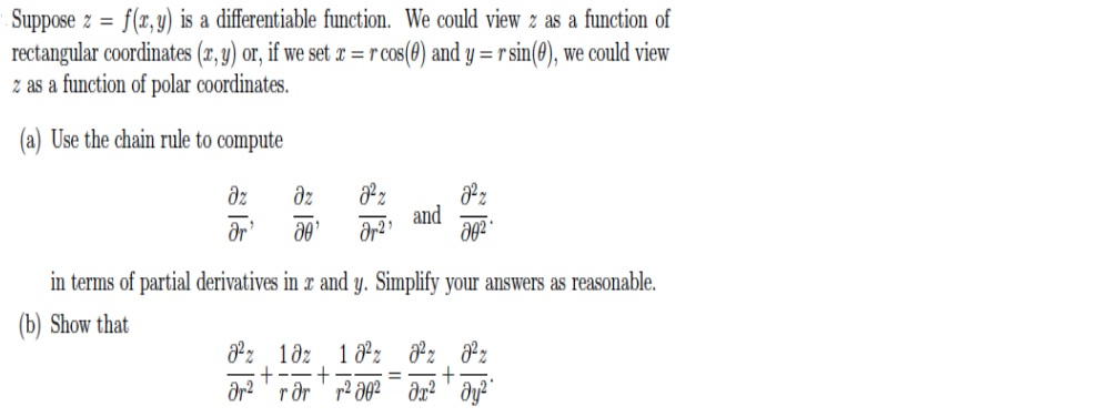 Solved Suppose z = f(x, y) is a differentiable function. We | Chegg.com