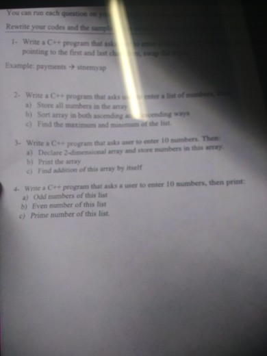 Solved You can run each Rewrite your codes and the 1- Write | Chegg.com