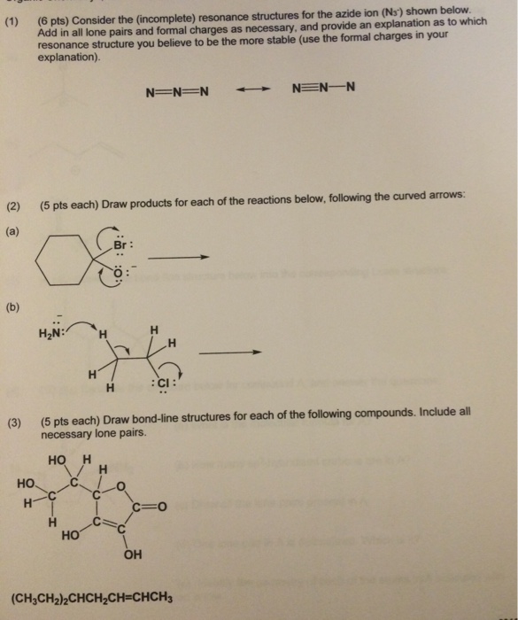 Solved Consider the (incomplete) resonance structures for | Chegg.com