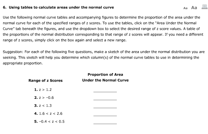 Solved Using tables to calculate areas under the normal | Chegg.com