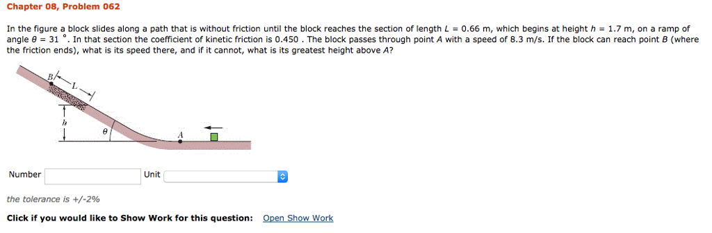 Solved In the figure a block slides along a path that is | Chegg.com