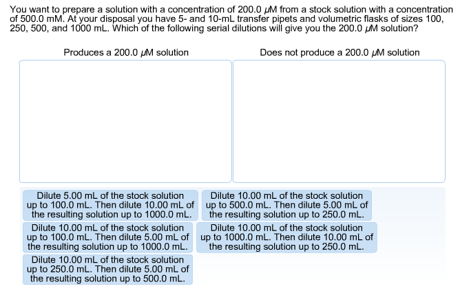 Solved You want to prepare a solution with a concentration | Chegg.com