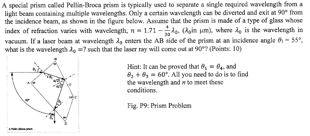 Solved A special prism called Pellin-Broca prism is | Chegg.com