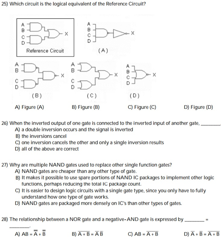 Solved 25) Which circuit is the logical equivalent of the | Chegg.com