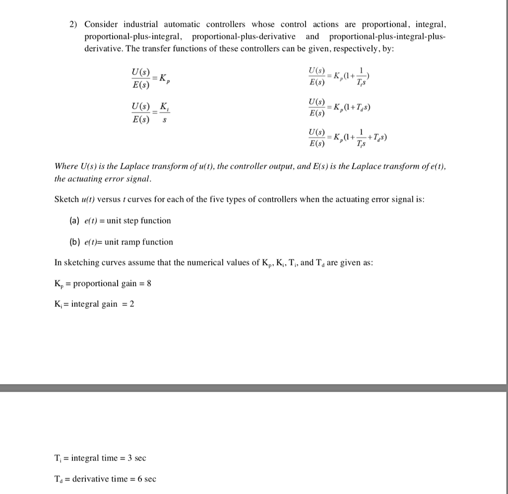 Solved 2) Consider industrial automatic controllers whose | Chegg.com
