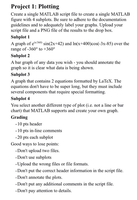 Solved Create a single MATLAB script file to create a single | Chegg.com