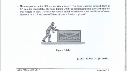 Solved b. The man pushes on the 30 kg crate with a force F. | Chegg.com