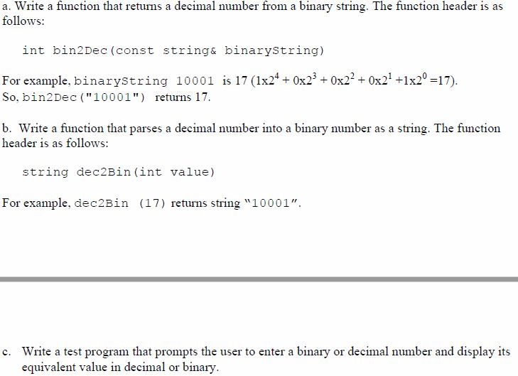 Solved Write A Function That Returns A Decimal Number From A
